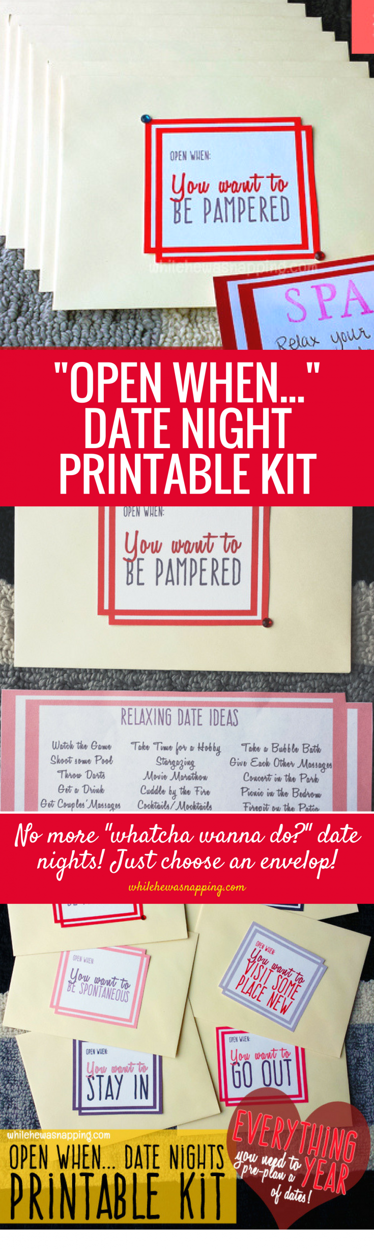 How to Make a Year of Dates - "Open When..." Date Night Kit | While He ...