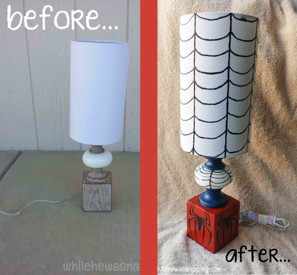 Encouraging Natural Sleep Spider-Man DIY Lamp Makeover | While He Was ...