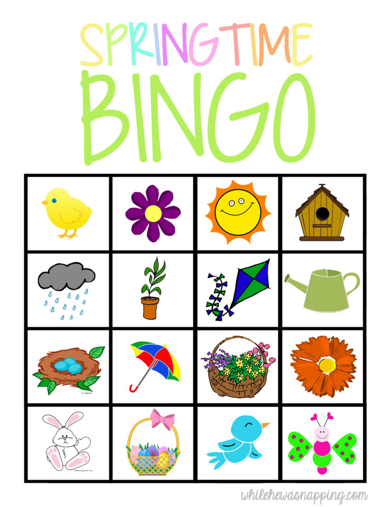 Springtime Bingo Game Printable | While He Was Napping