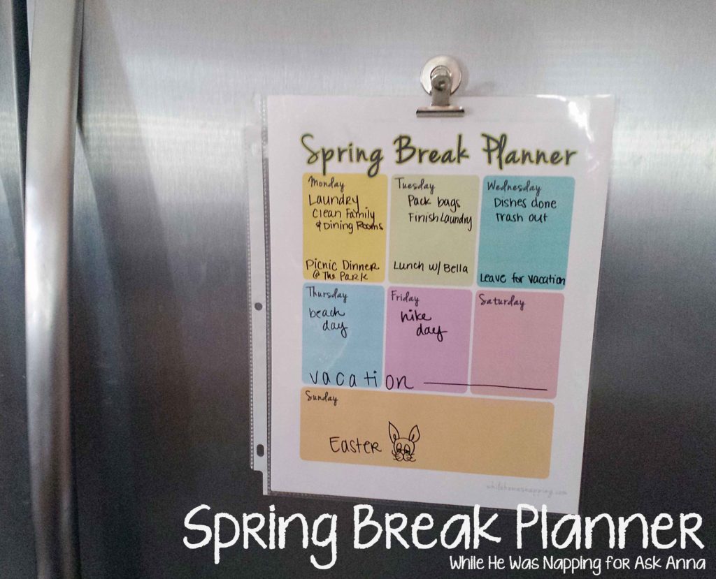 Spring Break Planner {Printable} | While He Was Napping