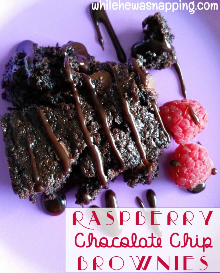 Raspberry Chocolate Chip Brownies | While He Was Napping