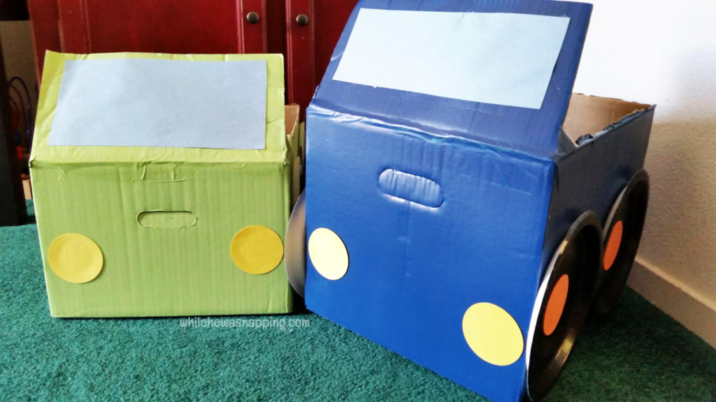 DIY Cardboard Box Cars for an At-Home Movie Night | While He Was Napping