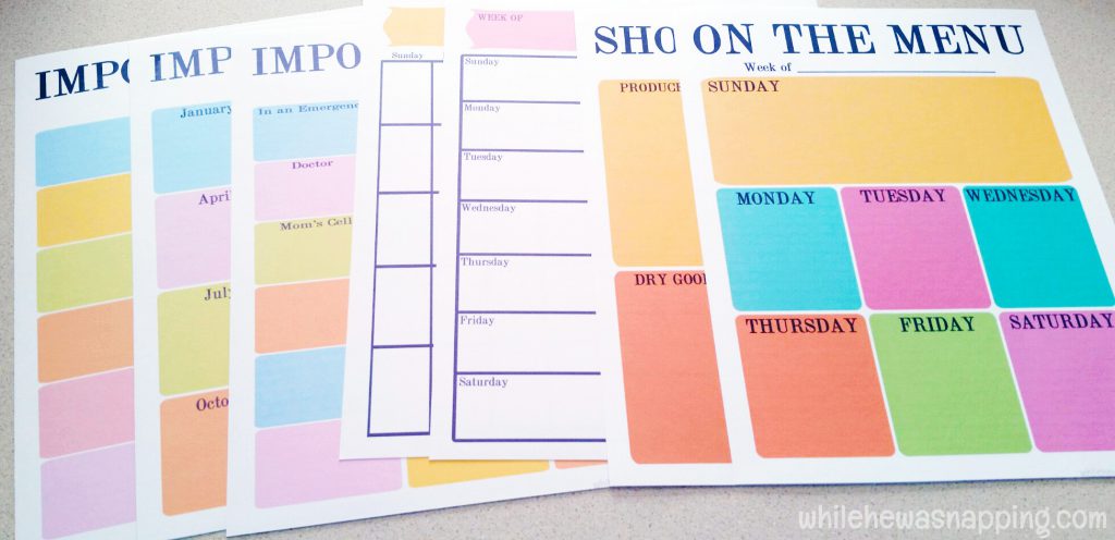 DIY Dry Erase Organizer Printables - Calendar, Menu Planner, Shopping ...