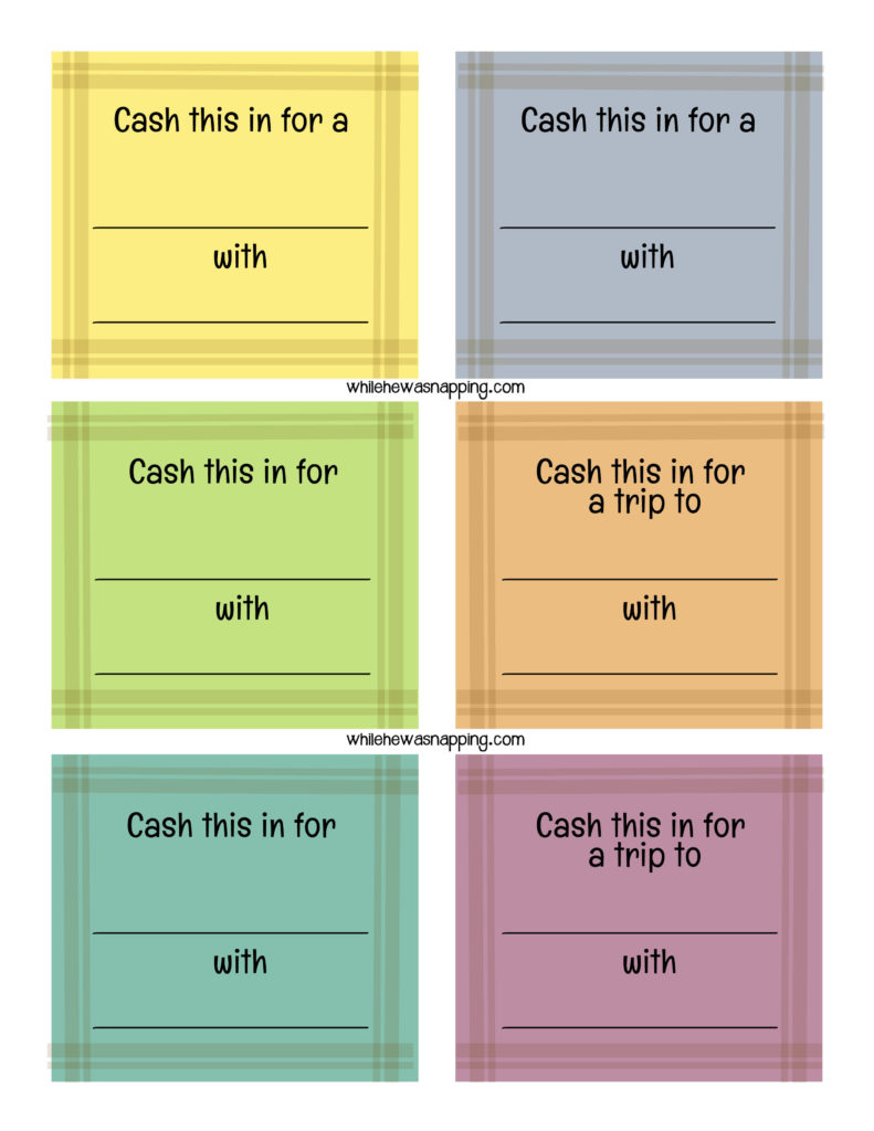 Fill in the Blank Printable Coupons | While He Was Napping