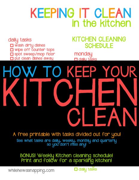 Keep Your Kitchen Clean Printable Schedule | While He Was Napping